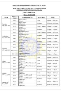 Final BECE 2025 Timetable And Download PDF Ready - Congrats