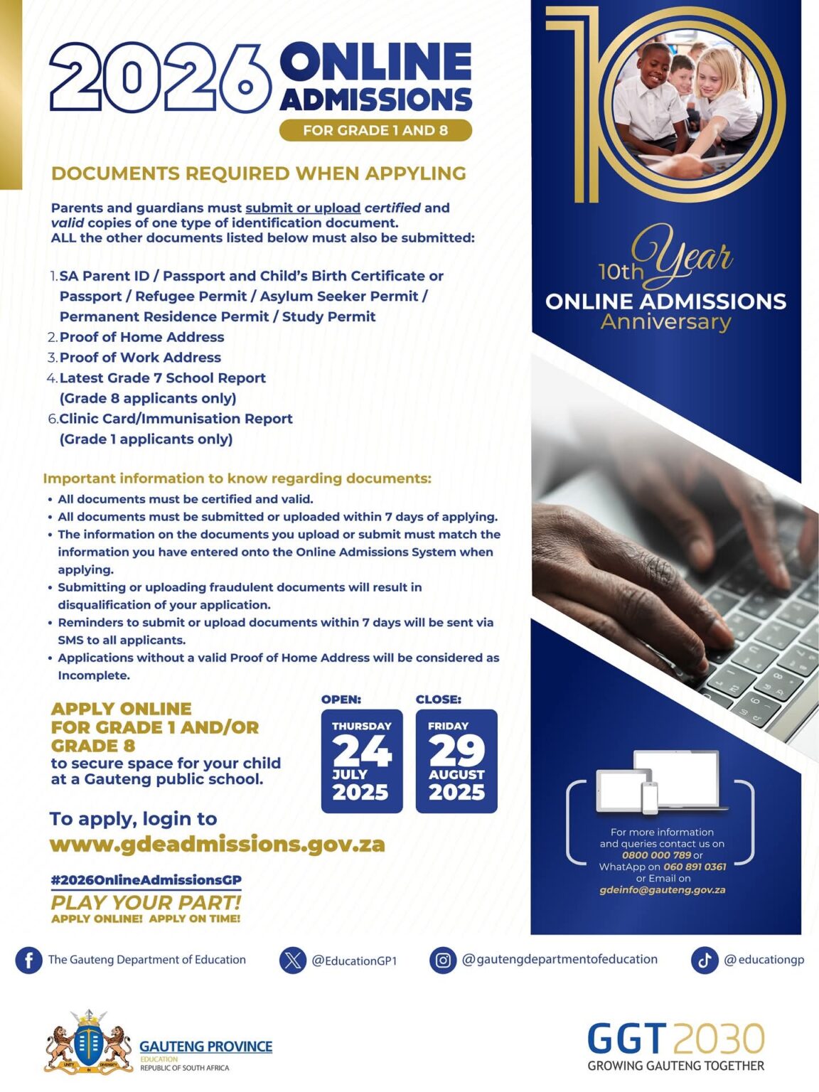 2026 GDE Admissions Requirements: Complete Document Checklist for Grade 1 & 8 - Congrats
