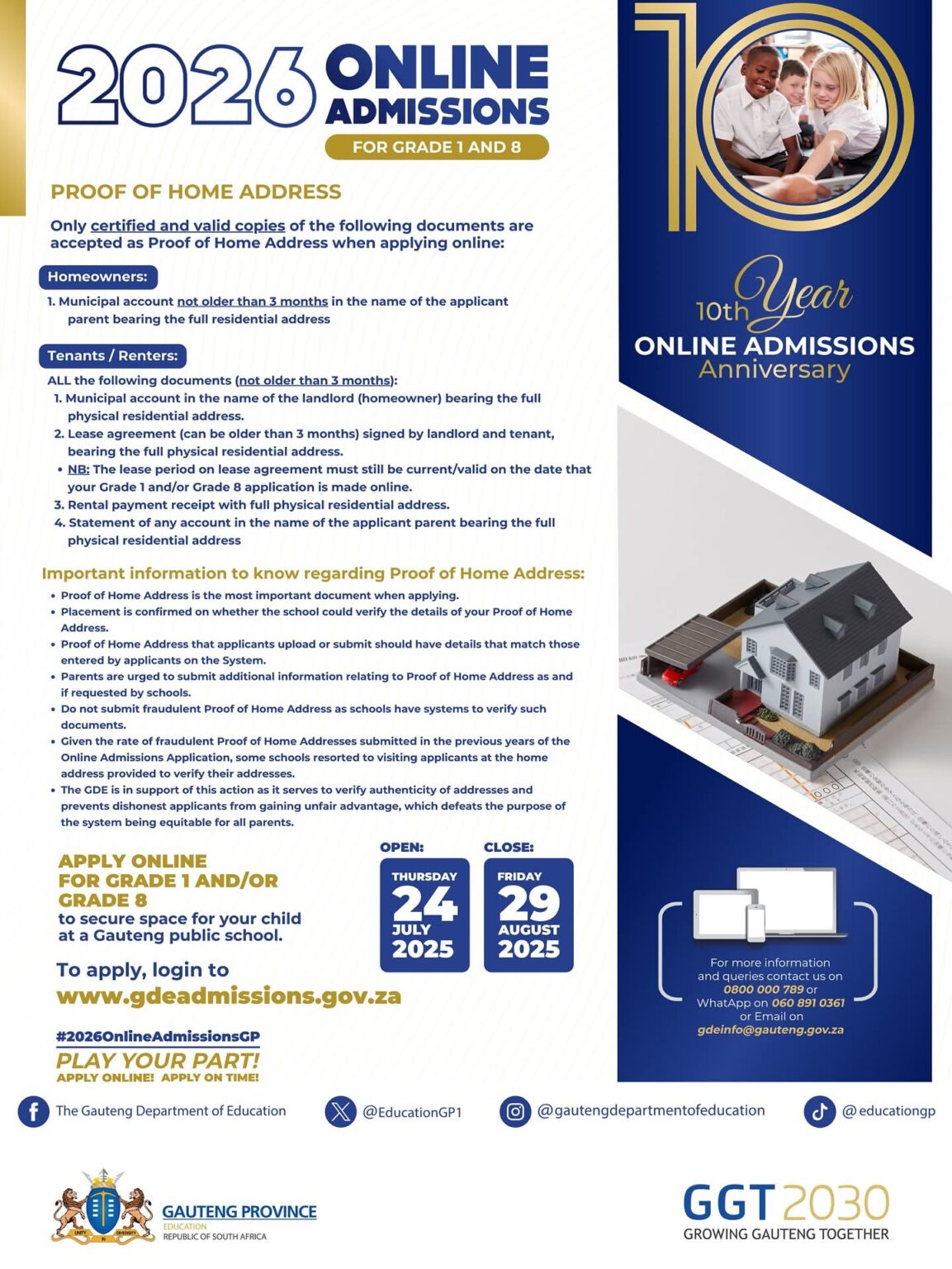 2026 GDE Admissions Requirements: Complete Document Checklist for Grade 1 & 8 - Congrats