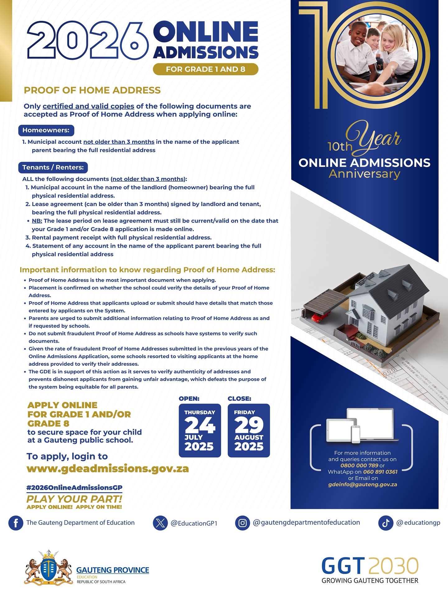 2026 GDE Admissions Requirements: Complete Document Checklist for Grade 1 & 8 - Congrats